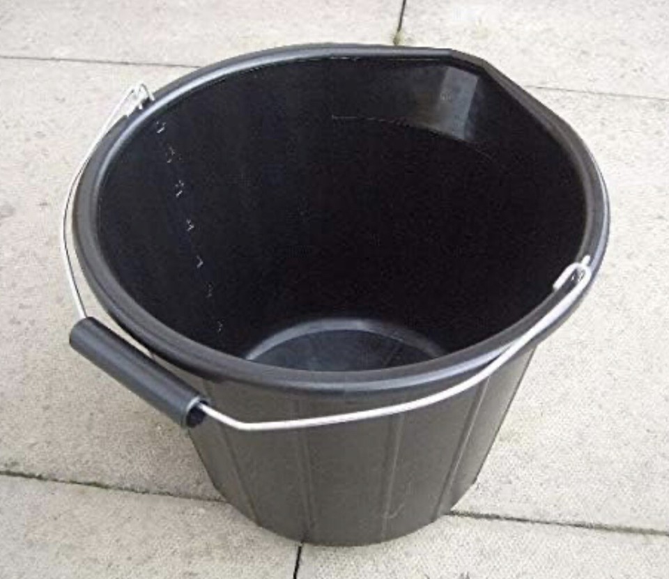 10x Black Bucket 3 Gallon Builders Buckets 14 Litre Strong Plastic ...