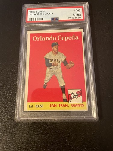 1958 Topps #343 Orlando Cepeda RC Rookie Card Giants PSA 3(mc)Baseball ...