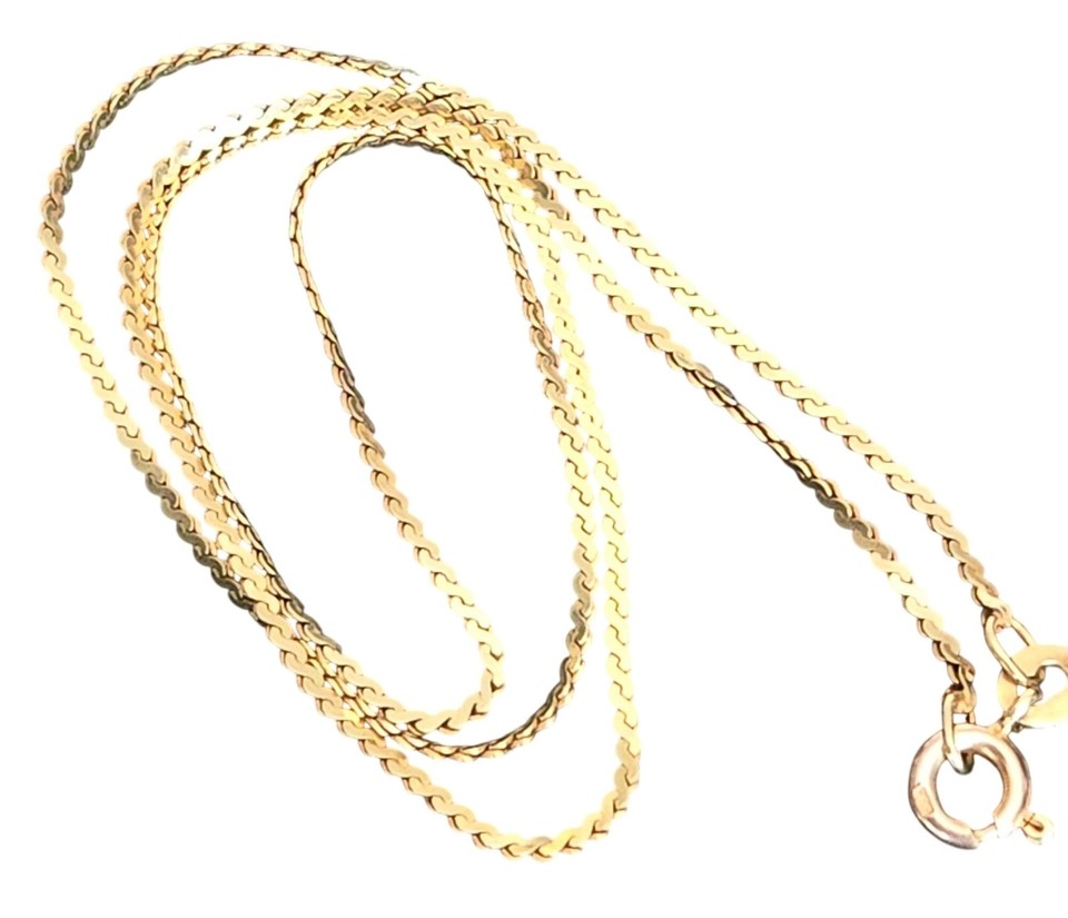 Vintage 14K Yellow Gold Marked Italy 585 Chain Necklace 15" Signed Flat ...