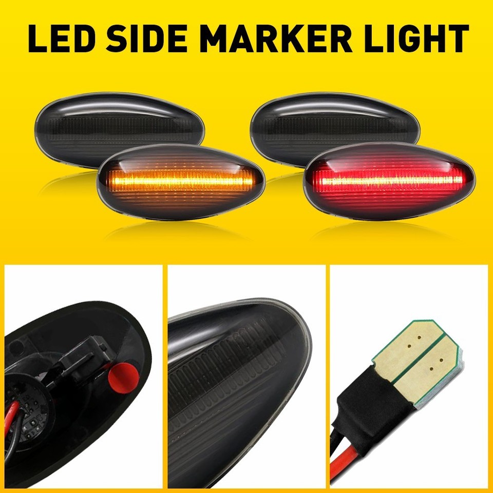 For 2001-14 Chevy Silverado GMC Dually Sierra Smoke Fender Bed LED ...