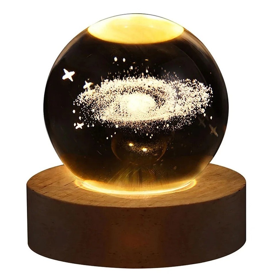 Unique 3D Crystal Ball Lamp with Galaxy and Planetary Projections USB ...