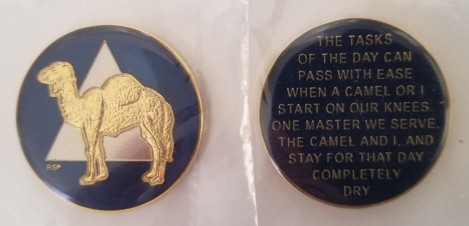 Alcoholic Anonymous Camel Tri-Plate Blue Gold Silver Steps to Recovery ...