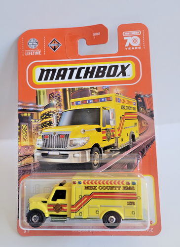 Matchbox 2023 International Workstar Ambulance Yellow MBX County EMS ...