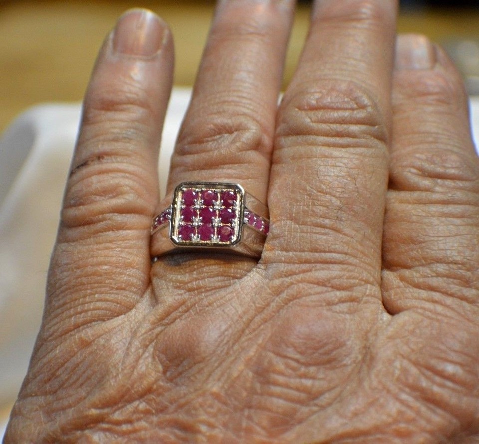 NATURAL AFRICAN RED RUBY IN STERLING SILVER DINNER COCKTAIL RING FATHER ...