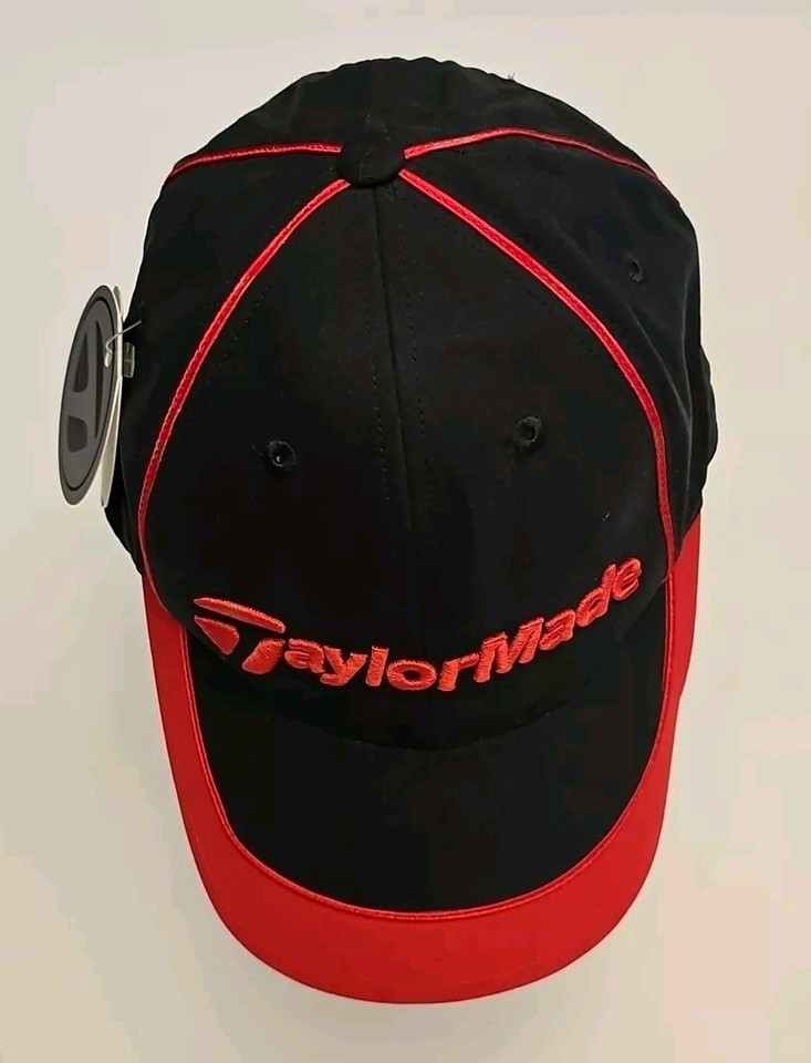 TaylorMade Golf Hat Adjustable Black & Fire Red TMax Gear NWT | eBay