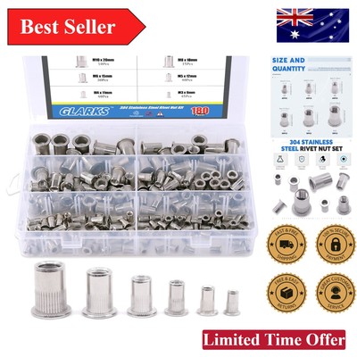 Heavy-Duty Rivet Nut Assortment - 180pcs of M3-M10 Stainless Steel ...