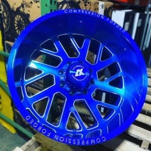 SET 26x14 AXE Compression Forged 2.7 Blue Brushed Wheels 8x180 Chevy ...