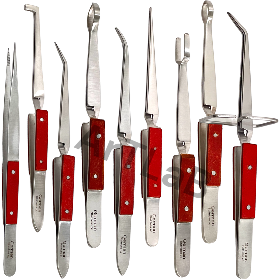 NEW 9 TWEEZERS FIBER GRIP CROSS LOCKING JEWELRY SOLDERING TWEEZER ...