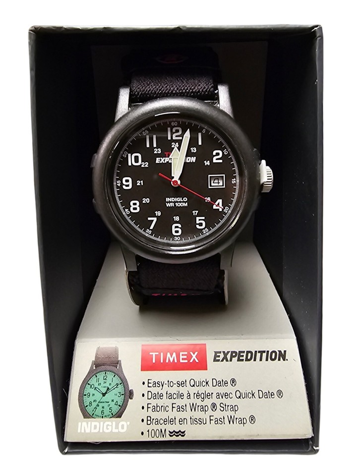 Timex T40011, Men's Expedition Camper Black Wrapstrap Watch, Indiglo ...
