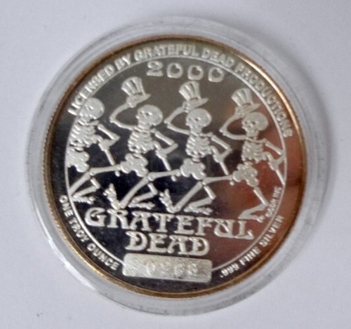 Grateful Dead Skull Liquid Blue Fine Silver Coin Limited To 5000 Pieces ...