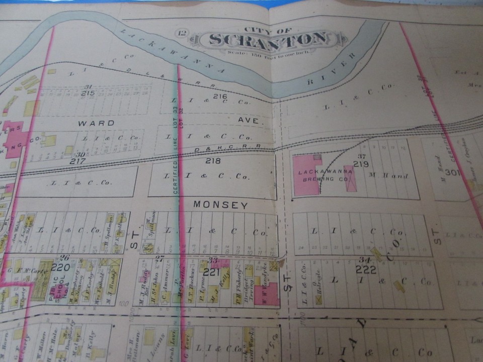 1898 SCRANTON PA - (WARD 7,9,13,16) - ATLAS PLATE 5 - GREAT DOWNTOWN ...