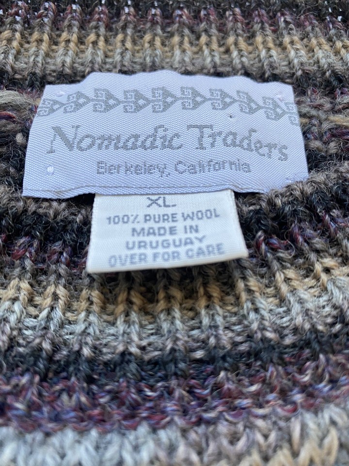 Vintage Nomadic Trader Crewneck Sweater 100% Wool Mens Size XL Made in ...