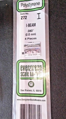 Evergreen Scale Models #272 Styrene I-Beam, .080", pkg. 4 - Details ...