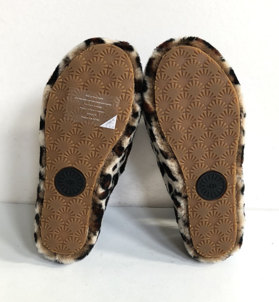 UGG FLUFF YEAH SLIDE LEOPARD AMPHORA MOCASSIN SLIP ON SANDAL US 8 / EU ...