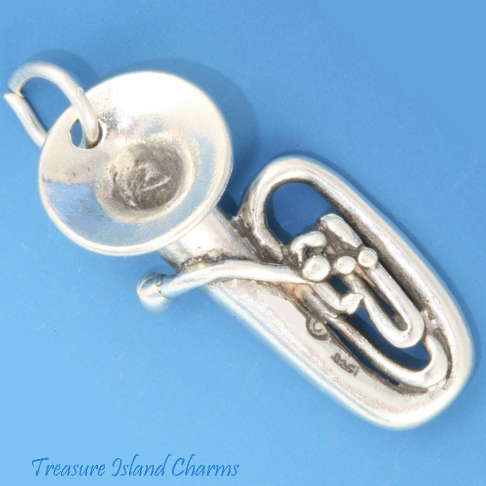 Tuba Music Instrument 3D 925 Solid Sterling Silver Charm Pendant MADE ...