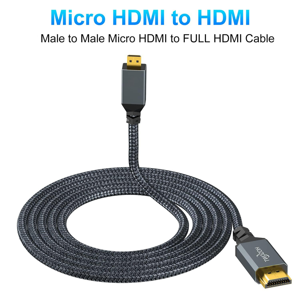 4K Micro HDMI to HDMI Cable 0.3M, High-Speed Full HDMI to Micro HDMI ...