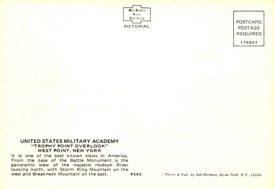 Trophy Point Overlook West Point New York Vintage Postcard | eBay