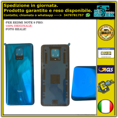 BACK COVER SCOCCA VETRO POSTERIORE XIAOMI REDMI NOTE 9 PRO BLU BLUE ...