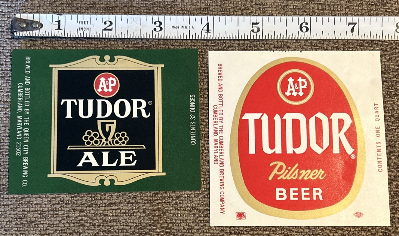 VINTAGE TUDOR BEER BOTTLE LABEL LOT OF 2 DIFFERENT, CUMBERLAND ...