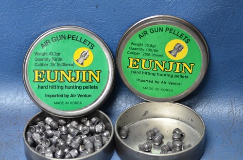 LOT- Eunjin .25 (6.35 mm) Caliber AIR GUN PELLETS 43.2gr 35.8gr Pointed ...