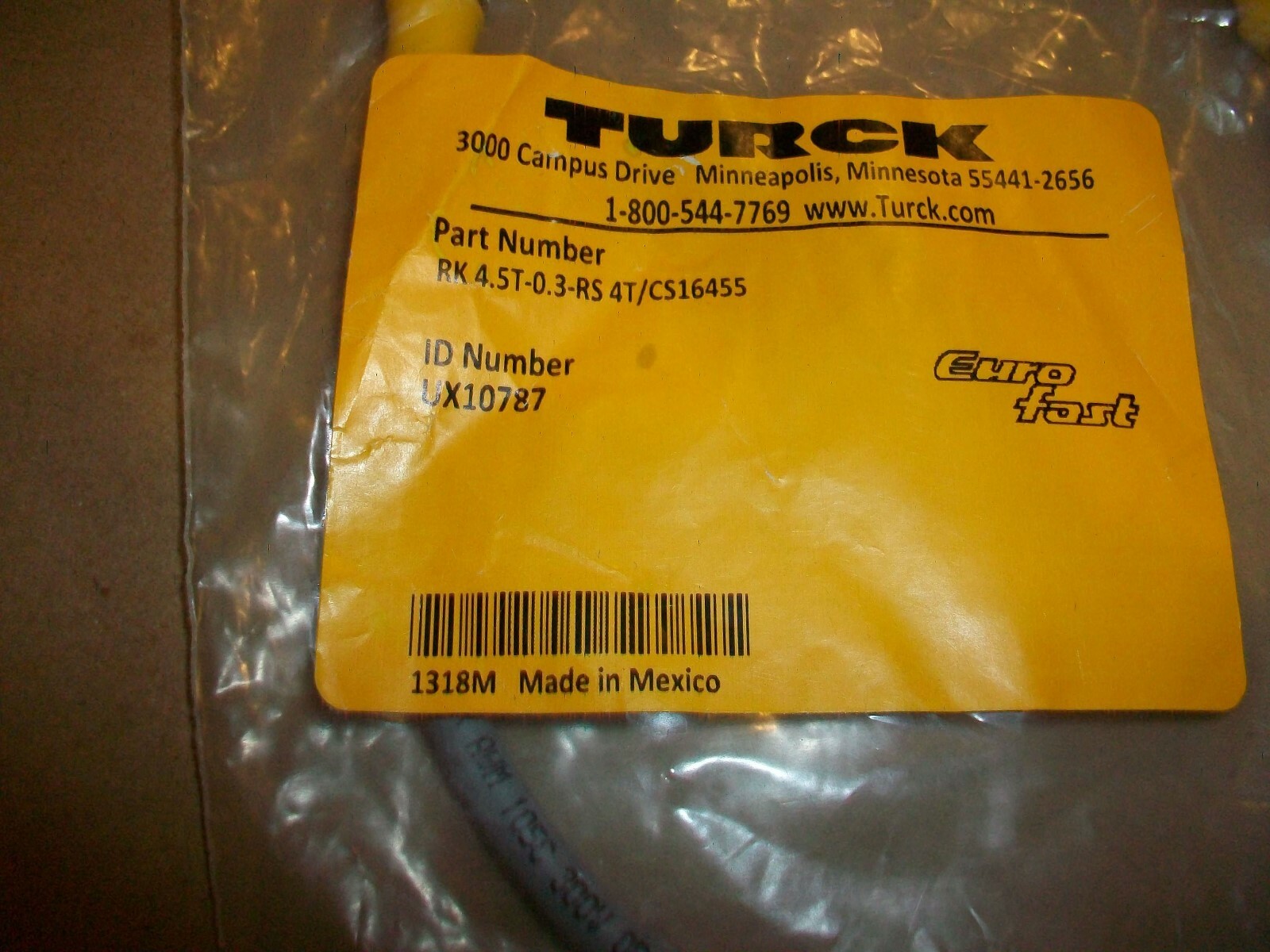 Turck Molded Cordset RK 4.5T-0.3-RS 4T / CS16455 UX10787 4 POLE NEW | eBay
