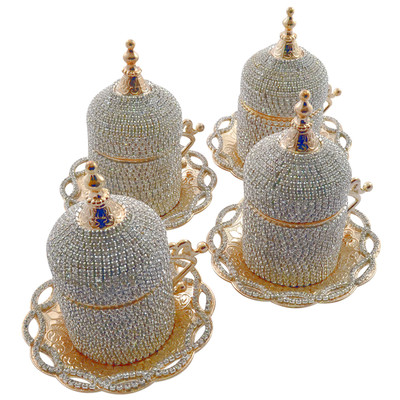 Set of 4 -Turkish Greek Arabic Coffee Espresso Serving Swarovski Cup ...
