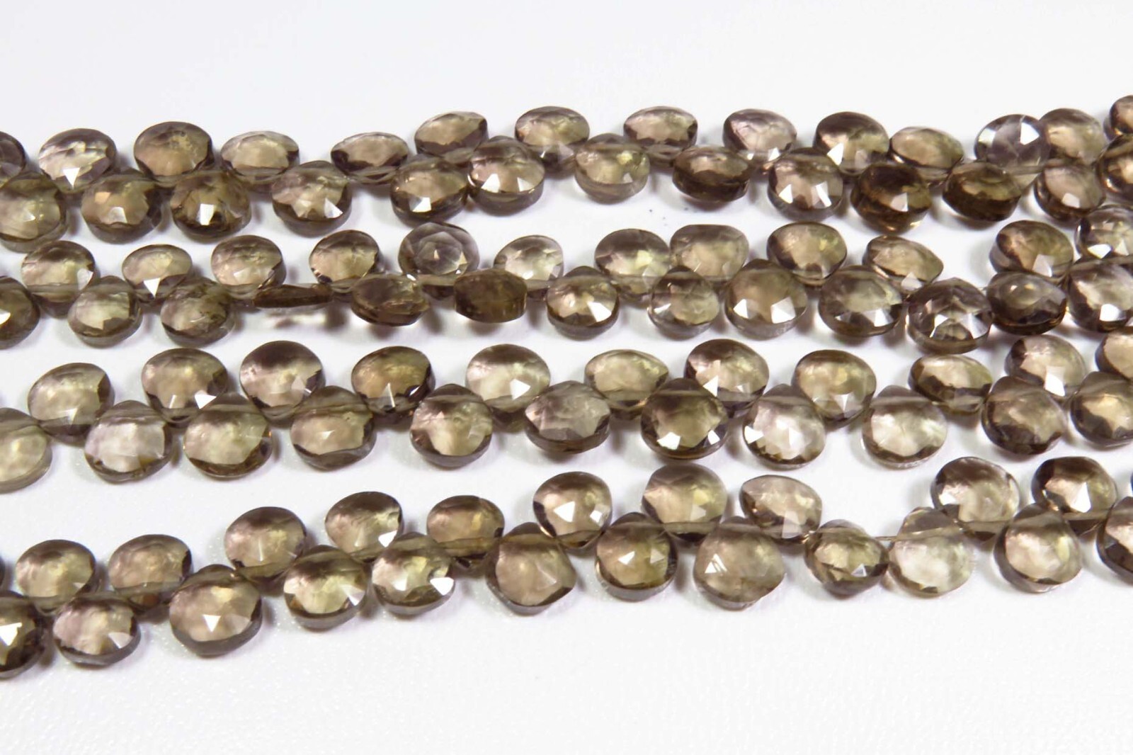Grey Smoky Quartz Heart Faceted Natural Gemstone Beads 6-7mm 8"Strand ...