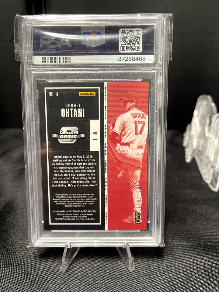 2018 Panini Contenders Optic Ruby Wave Shohei Ohtani #9 (RC) /199 PSA 9 ...