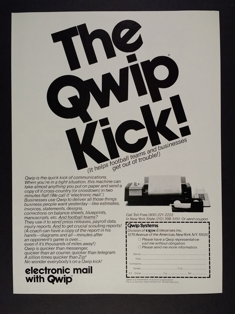 1978 Exxon Qwip Fax Machine vintage print Ad | eBay