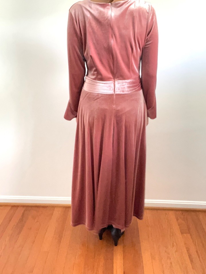 Pink Velvet Dress with pockets by MIGEER. Size L. Ankle length. | eBay
