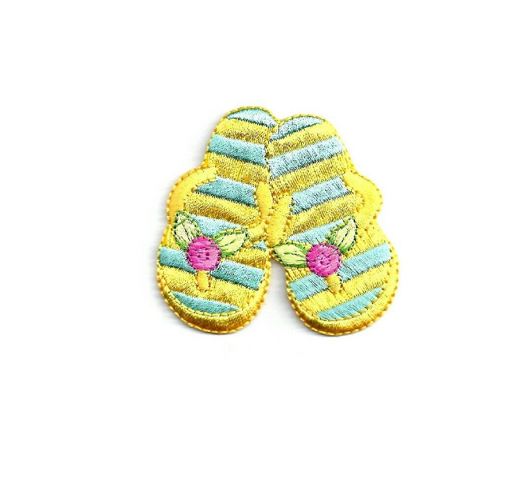 Flip Flops - Embroidered Iron On Patch - Summer Crafts - Beach Bag ...