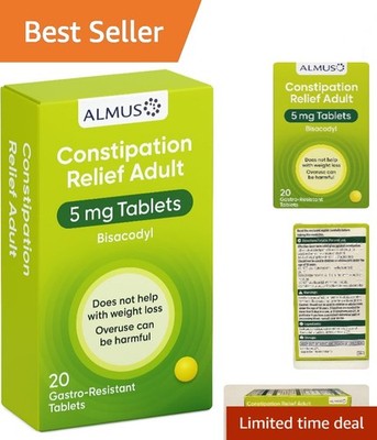 20 Gastro-Resistant Constipation Relief Tablets with 5mg Bisacodyl ...