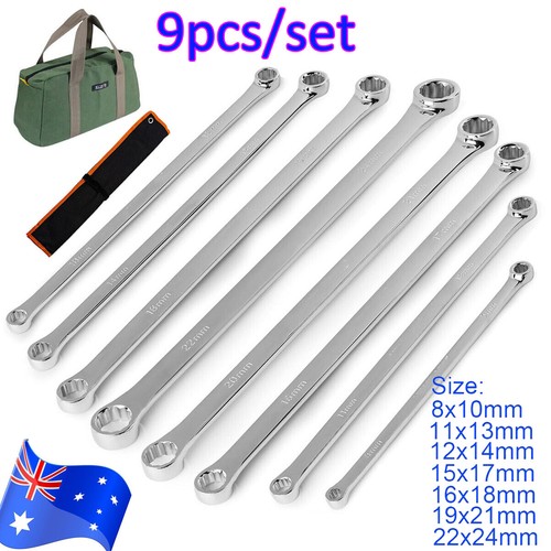 9PCS Aviation Extra Long Wrench Bag Double Flat Ring Spanner 8-24mm ...