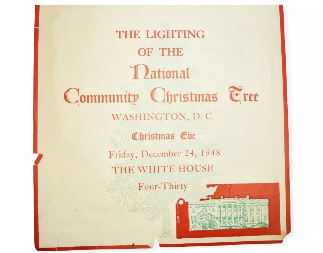 1948 Harry S. Truman White House The Lighting National Christmas Tree ...