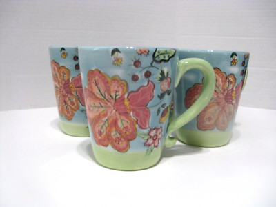 Gypsy by Jay Set of 4 Blue Floral 4" Mugs UNUSED | eBay