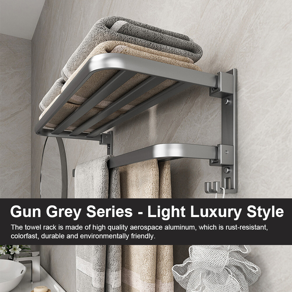 40/50CM Aluminum Towel Rack with Hook Punch-Free Rust Proof Bathroom ...