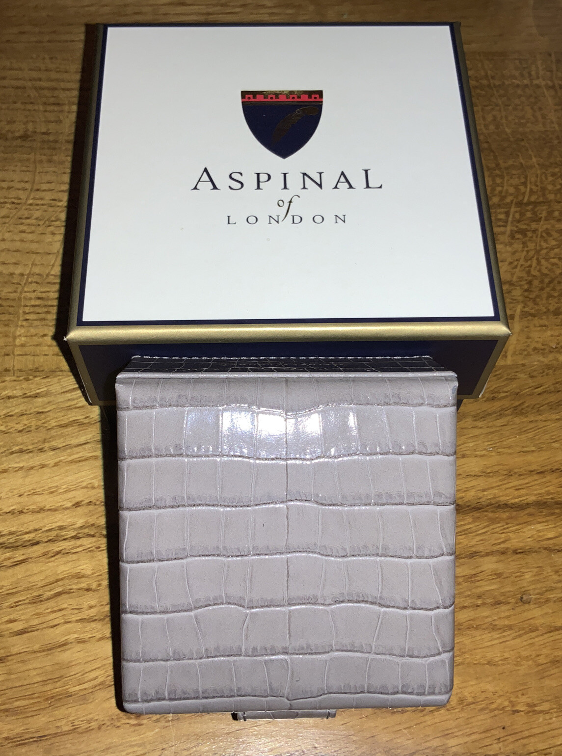 New in Gift Box Aspinal of London Leather Warm Grey Croc.Stud/Jewellery ...