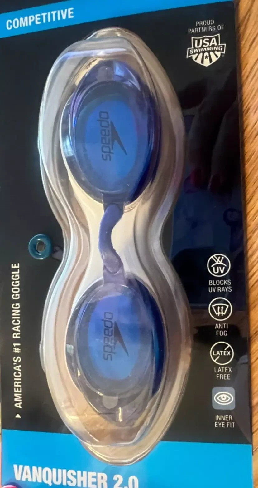 New Speedo Competitive Vanquisher 2.0 Swimming Goggles Racing Blue NEW ...