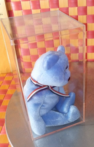Plush, Beanie Babies "America" bear by Ty in 7 1/4" tall display stand ...