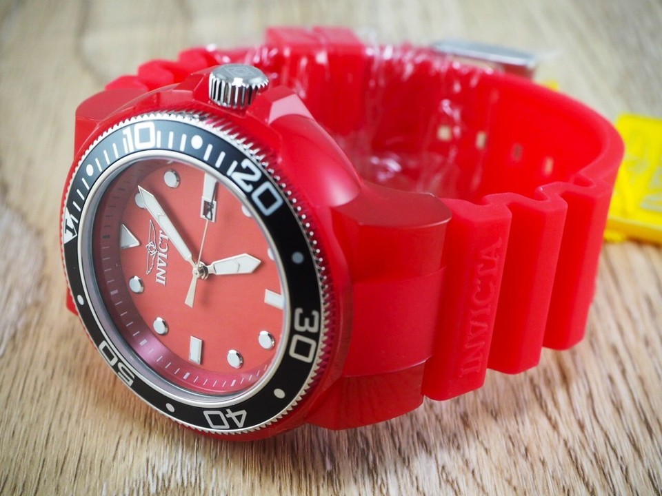 NEW Invicta Men's 52mm GRAND PRO DIVER Quartz ANATOMIC CASE Burgundy ...