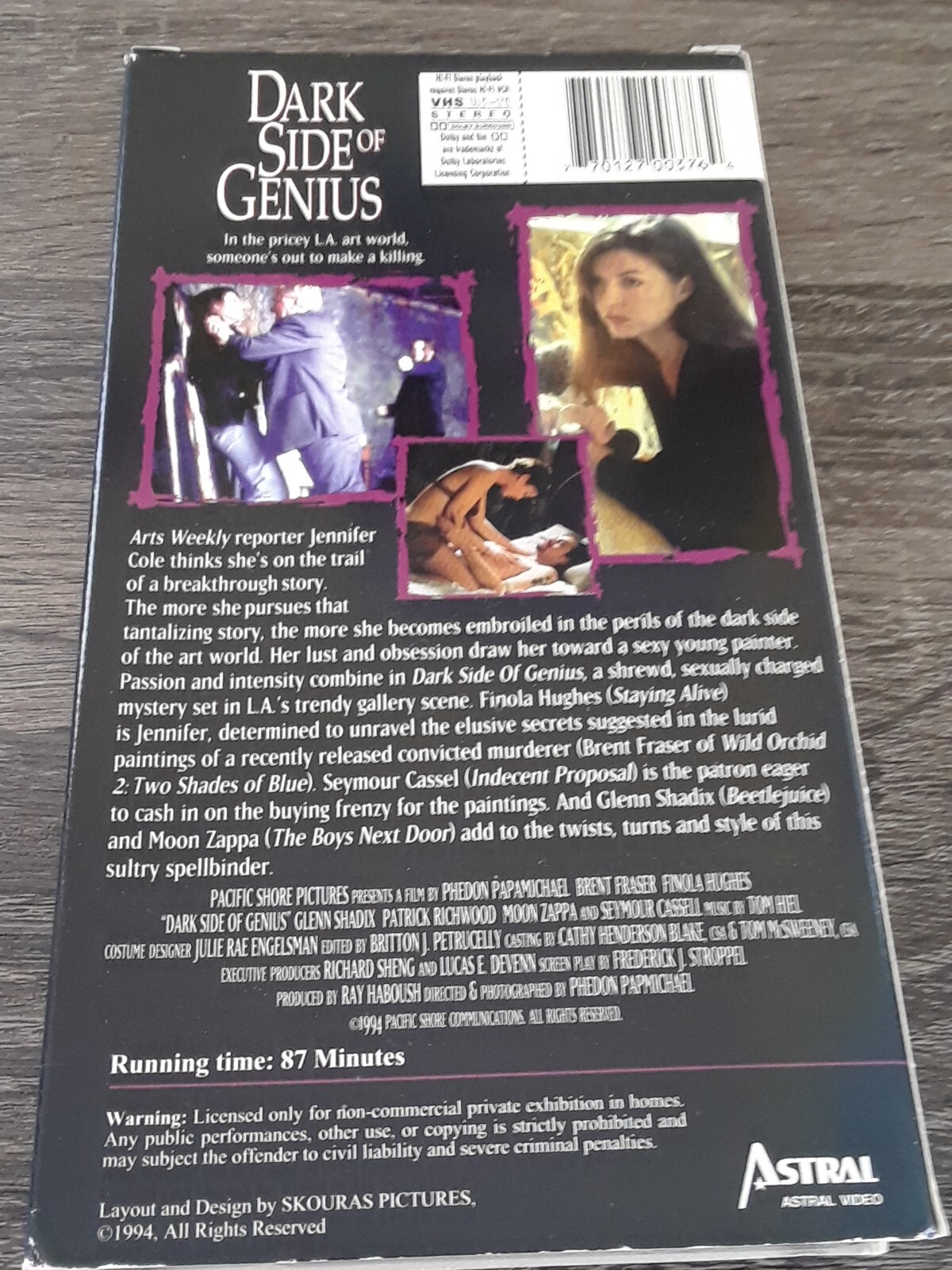 Dark Side of Genius (VHS, 1995) Brent Fraser Finola Hughes b18 ...