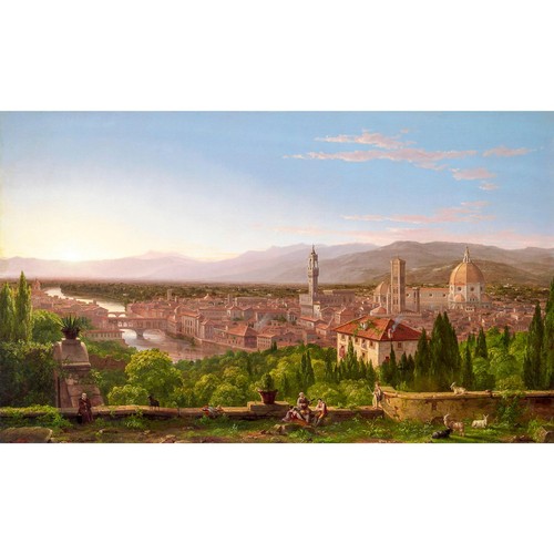 Thomas Cole, Florence from San Miniato, 1837, Canvas Print, 12" x 20 ...