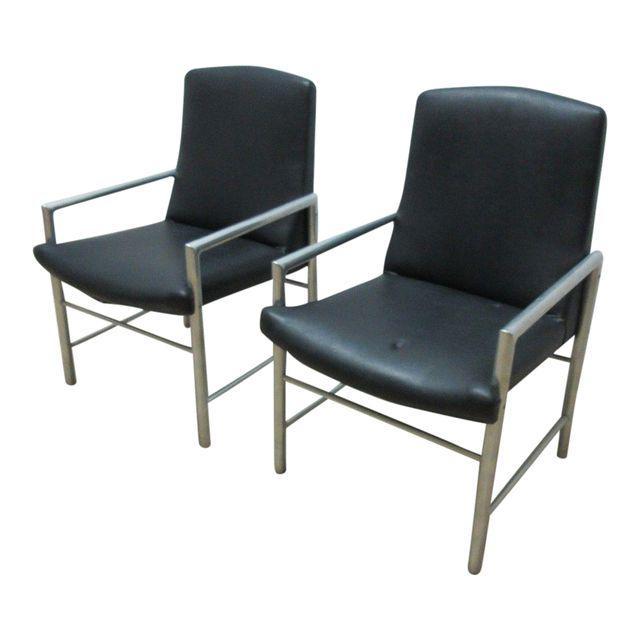 Pair Mid Century Aluminum Tubular Arm Lounge Club Chairs | eBay