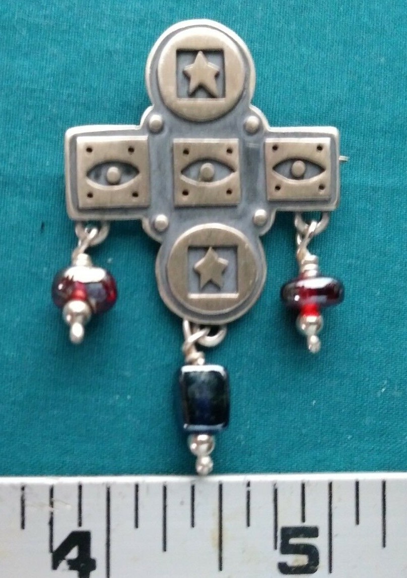 Vintage Far Fetched Signed Sterling Silver Cross Brooch Pin #1412 | eBay