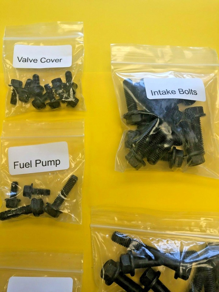 SBC ENGINE BOLT KIT SET Headers + Short Water Pump 283 327 350 383 ...