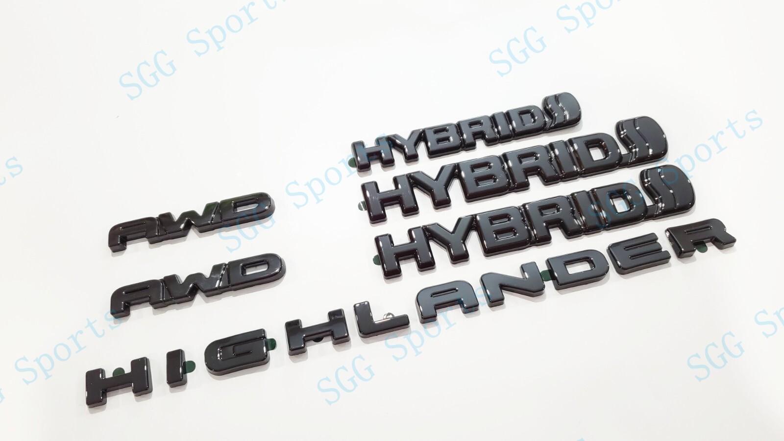 6PCS Gloss Black HYBRID Highlander AWD OVERLAY Emblem Fit 2020+Toyota ...