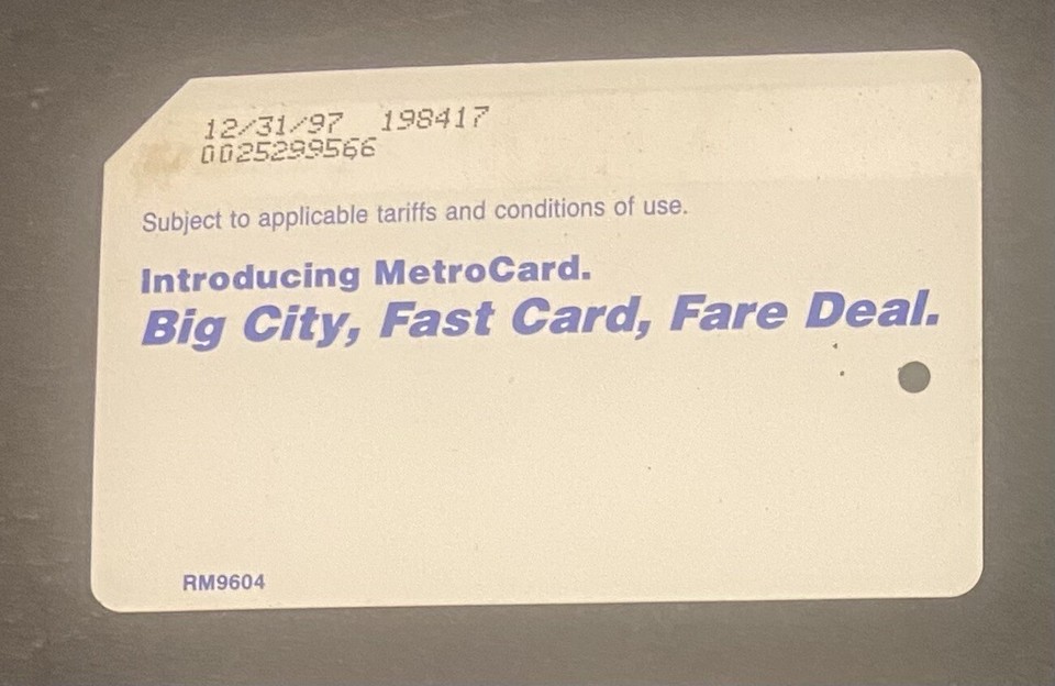 Expired Metrocard Transit .New York. Subway. 1997 . BLUE BACK . BIG ...