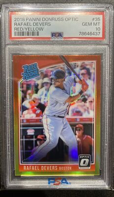 Rafael Devers RED/YELLOW Rookie 2018 panini donruss psa GEM MT 10 | eBay
