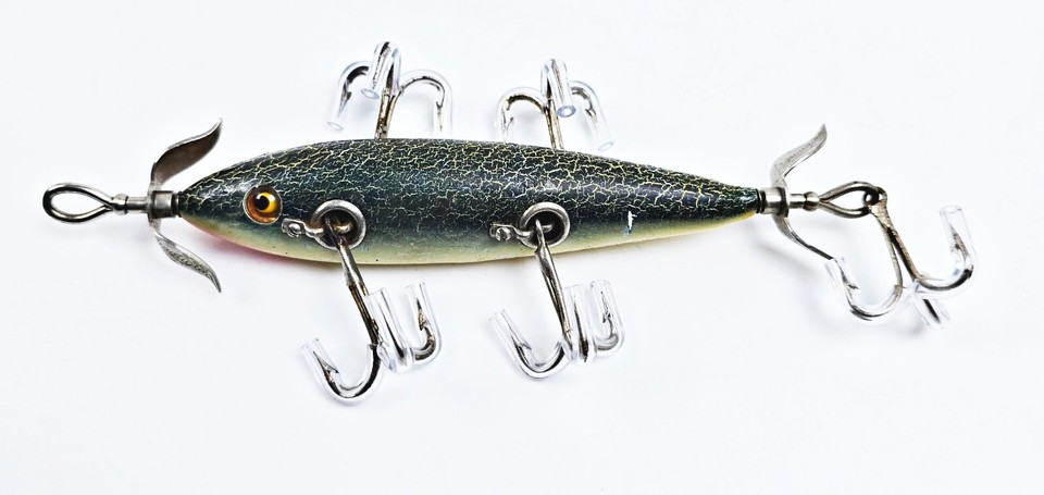 Heddon 150 Dowagiac Underwater Minnow Lure Green Fancy Back c 1920s | eBay