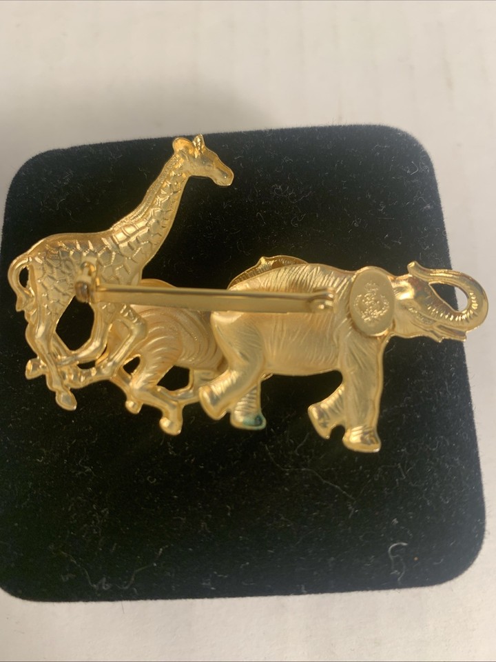 Vintage Premier Design Gold Tone Safari Animal Brooch Pin Giraffe ...